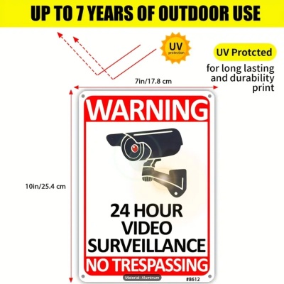 WARNING 24 HOUR SURVEILLANCE Aluminium Sign pigeons.co.uk