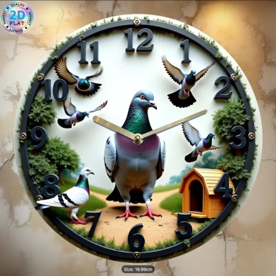 Pigeon Wall Clock Quartz pigeons.co.uk