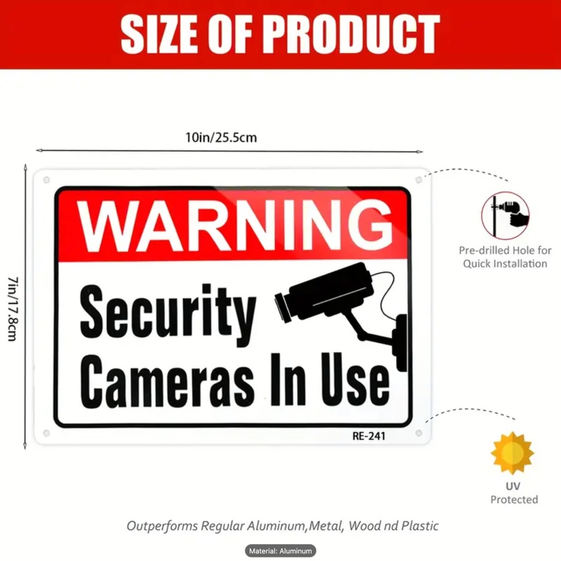 WARNING SECURITY CAMERAS IN USE Aluminium Sign pigeons.co.uk