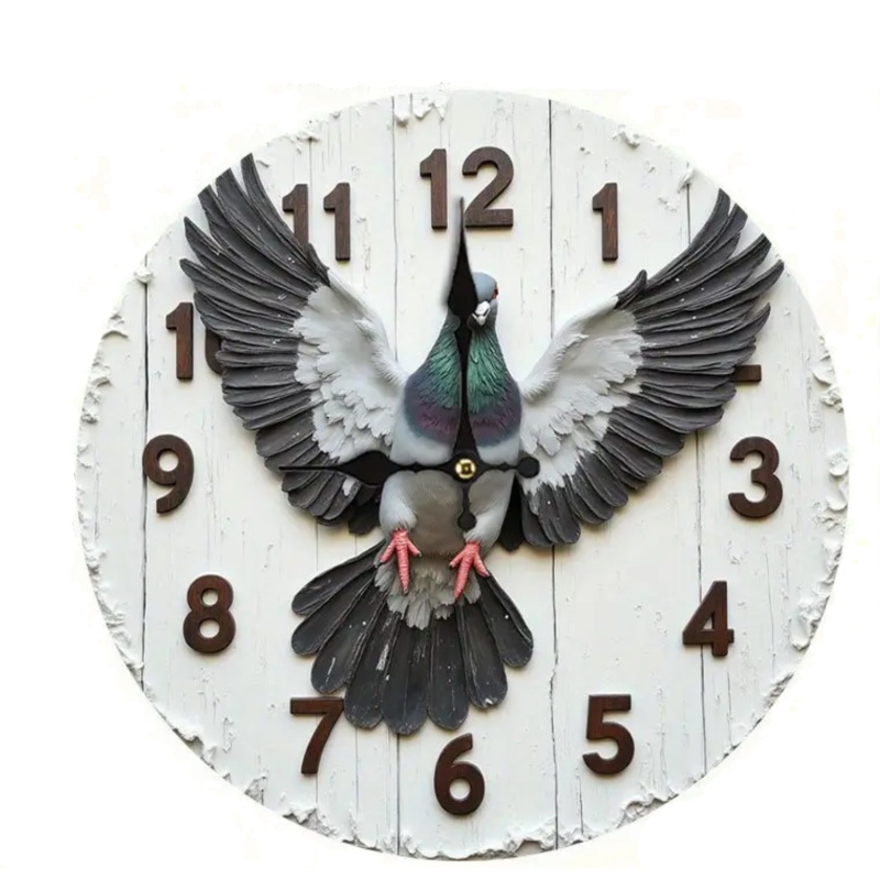 Pigeon Wall Clock Quartz Flying Pigeon/White Background pigeons.co.uk