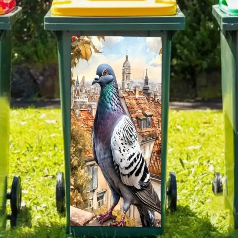 Wheelie Bin Pigeon Sticker 75cm x 32cm pigeons.co.uk